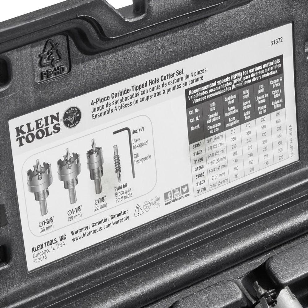 Klein Tools 4-Piece Carbide Hole Cutter Hole Saw Kit | TTL