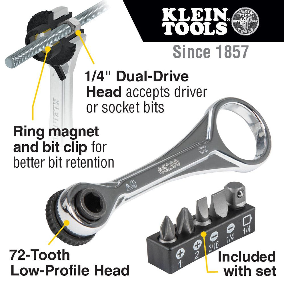 Klein Tools Slim-Profile Mini Ratchet Set, 5-Piece | TTL
