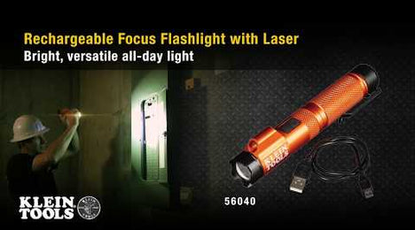 Klein Rechargeable Focus Flashlight with Laser | The Tool Locker